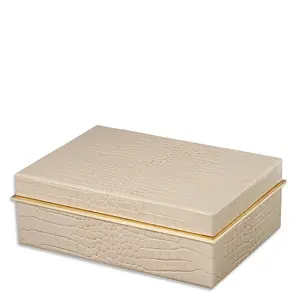 Aerin Classic Croc Embossed Leather Small Box - Fawn