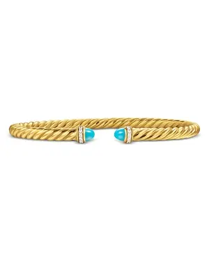 David Yurman Cablespira Flex Bracelet - Turquoise/gold