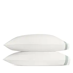 MATOUK Ambrose Sateen Standard Pillowcase, Pair - Bone/celadon