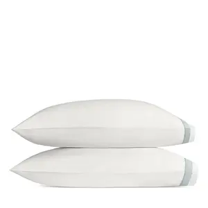 MATOUK Ambrose Sateen Standard Pillowcase, Pair - Bone/pool