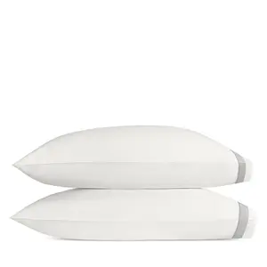 MATOUK Ambrose Sateen Standard Pillowcase, Pair - Bone/silver
