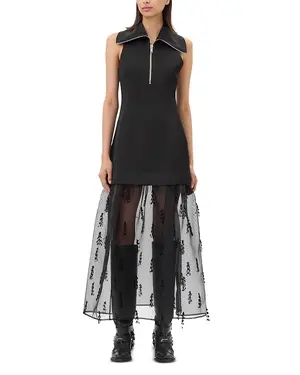 GANNI Fringed Organza Dress