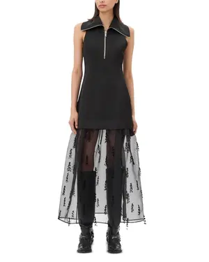 GANNI Fringed Organza Dress