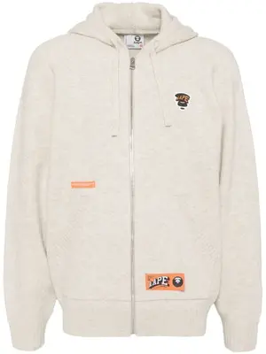 AAPE BY *A BATHING APE Moonface Logo Zip-up Cardigan - Grey