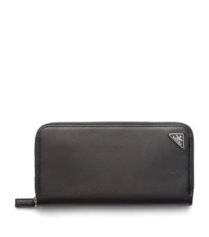 Prada Saffiano Leather Zipped Wallet - Black