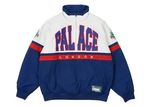 PALACE Breakout Half Zip Bomber - White/navy Blue
