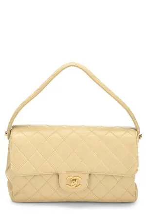 Chanel Quilted Lambskin Double Sided Flap Bag - Beige