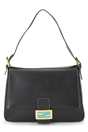 Fendi Grained Leather Mama Bag With Ff Buckle - Black