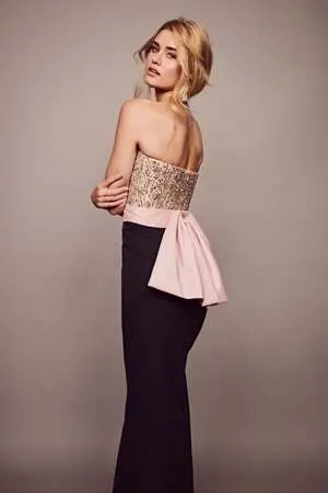 Sachin & Babi Embellished Column Gown - Blush/black
