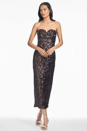 Sachin & Babi Embellished Strapless Sweetheart Sequin Gown - Plum