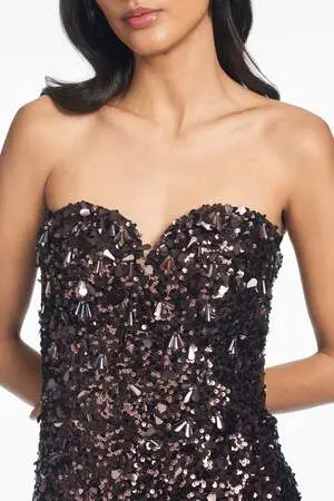 Sachin & Babi Embellished Strapless Sweetheart Sequin Gown - Plum