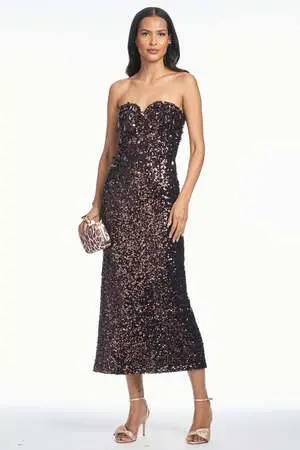 Sachin & Babi Embellished Strapless Sweetheart Sequin Gown - Plum