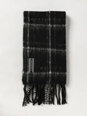 Our Legacy Estate Check Fringed Scarf In An Alpaca And Wool Blend - Black