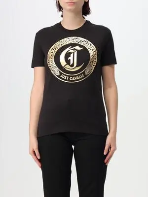 Just Cavalli T-shirt With Gold Logo - Black