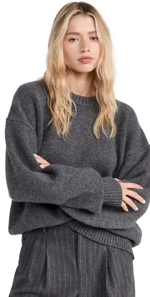 Sold Out NYC Cashmere Signature Crew - Charcoal
