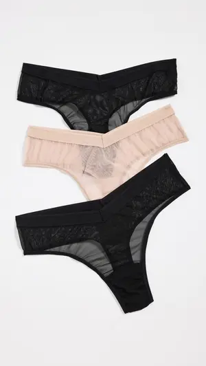 Hanky Panky Mesh High Cut Thong 3 Pack