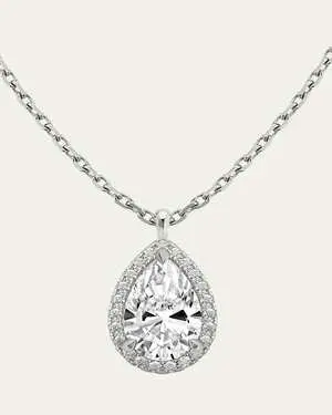 VRAI 14k Pear-cut Halo Lab Grown Diamond Pendant Necklace, 1.0tcw - White Gold