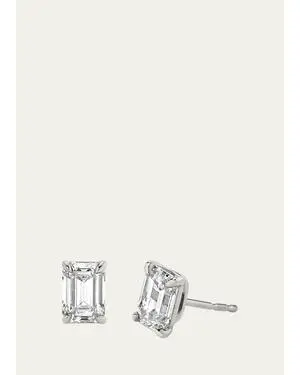 VRAI 14k Emerald Solitaire Lab Grown Diamond Stud Earrings - Silver