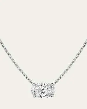VRAI 1.0tcw Oval-cut Solitaire Lab Grown Diamond Necklace - White Gold