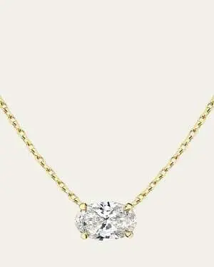 VRAI VRAI 1.0tcw Oval-Cut Solitaire Lab Grown Diamond Necklace Yellow Gold