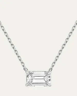 VRAI Emerald-cut Solitaire Lab Grown Diamond Necklace - White Gold