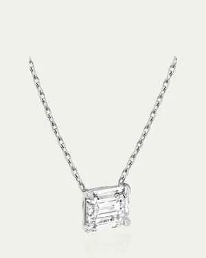 VRAI Emerald-cut Solitaire Lab Grown Diamond Necklace - White Gold