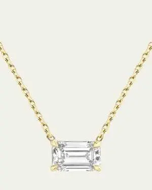 VRAI VRAI Emerald-Cut Solitaire Lab Grown Diamond Necklace Yellow Gold