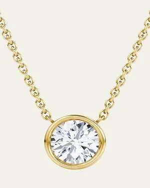VRAI VRAI 0.75tcw Round Lab Grown Diamond Solitaire Necklace Yellow Gold