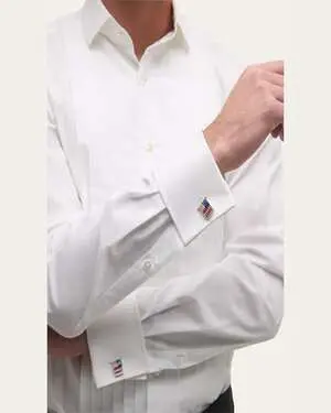 JAN LESLIE Sterling Silver Enamel American Flag Cufflinks