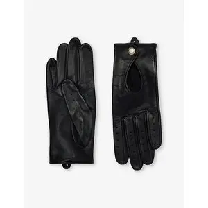 DENTS Thruxton Cut-out Pattern Leather Gloves - Black
