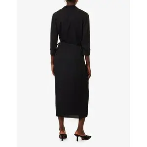 Theory Lapel Wrap-front Silk-satin Midi Dress