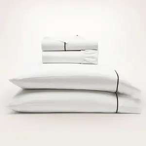 BOLL & BRANCH Signature Embroidered Sheet Set, King White/night