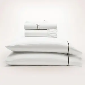 BOLL & BRANCH Signature Embroidered Sheet Set, King - White/night