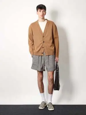 Bottega Veneta Cashmere Cardigan With Intrecciato Motif Leather Details