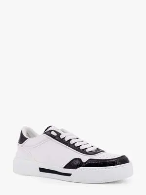 Dolce & Gabbana New Roma Sneakers With Crocodile Detail - White