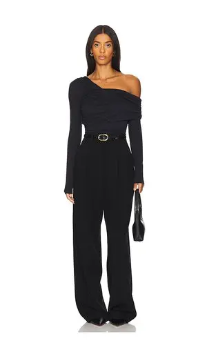 Susana Monaco One Shoulder Long Sleeve Top - Black