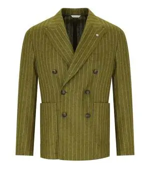 MANUEL RITZ Pinstriped Double-breasted Jacket - Green