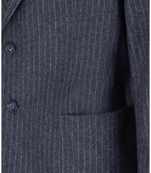 MANUEL RITZ Blue Pinstripe Single Breasted Jacket - Grey