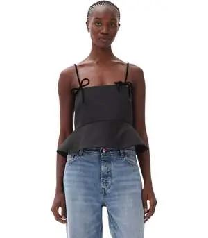 GANNI Satin Bow Top