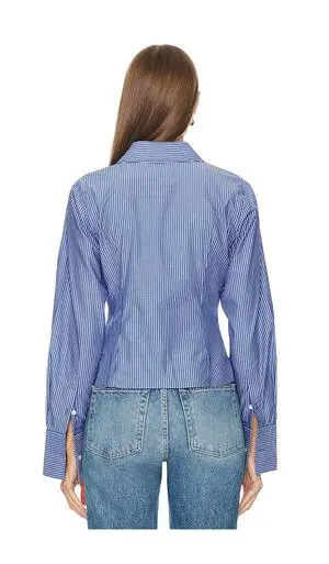 HELSA Pinstripe Poplin Fitted Shirt - Blue