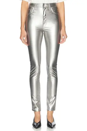 High-Rise Metallic Jeans