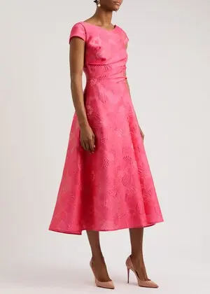 Talbot Runhof Floral-jacquard Midi Dress