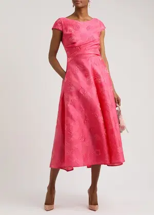 Talbot Runhof Floral-jacquard Midi Dress