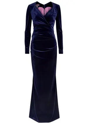 Talbot Runhof Gathered Velvet Gown