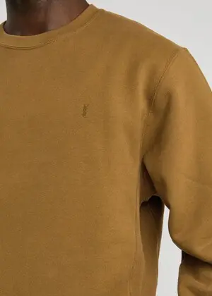 Saint Laurent Logo-embroidered Cotton Sweatshirt - Camel