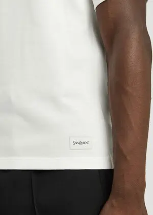 Saint Laurent Logo-appliqué Cotton-blend T-shirt - White