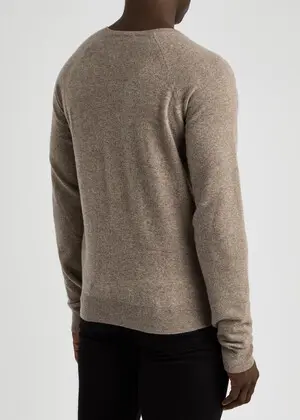 Saint Laurent Logo Cashmere Jumper - Taupe