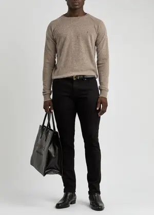 Saint Laurent Logo Cashmere Jumper - Taupe