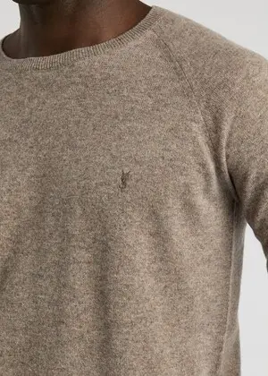 Saint Laurent Logo Cashmere Jumper - Taupe