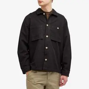 Folk Patch Overshirt - Black Moleskin